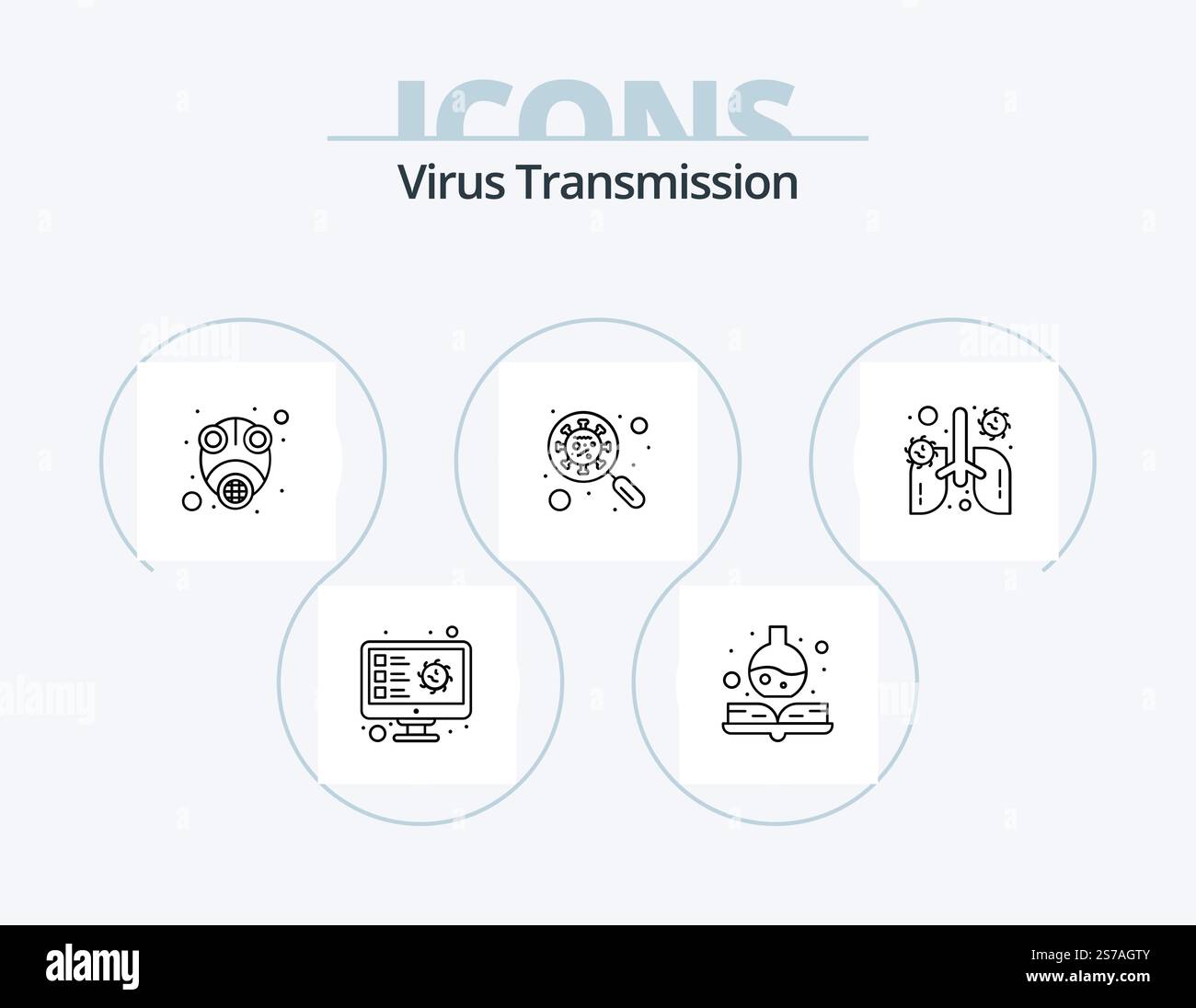 Virus Transmission Line Icon Pack 5 Icon Design. safety. virus. virus ...