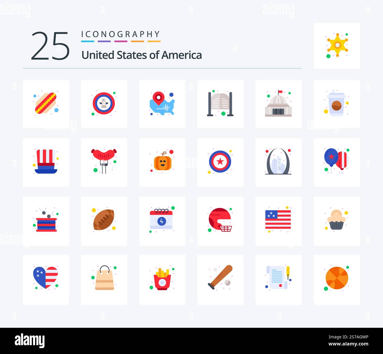 Usa 25 Flat Color icon pack including entrance. saloon. map. doors ...