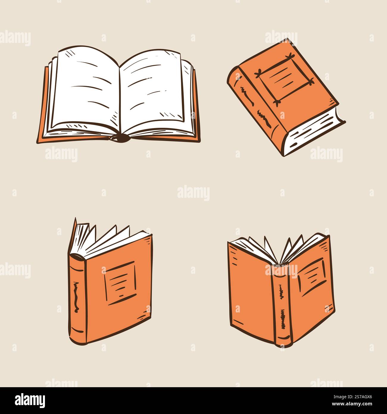 Hand drawn cartoon books set. Vector doodle illustration in retro style ...