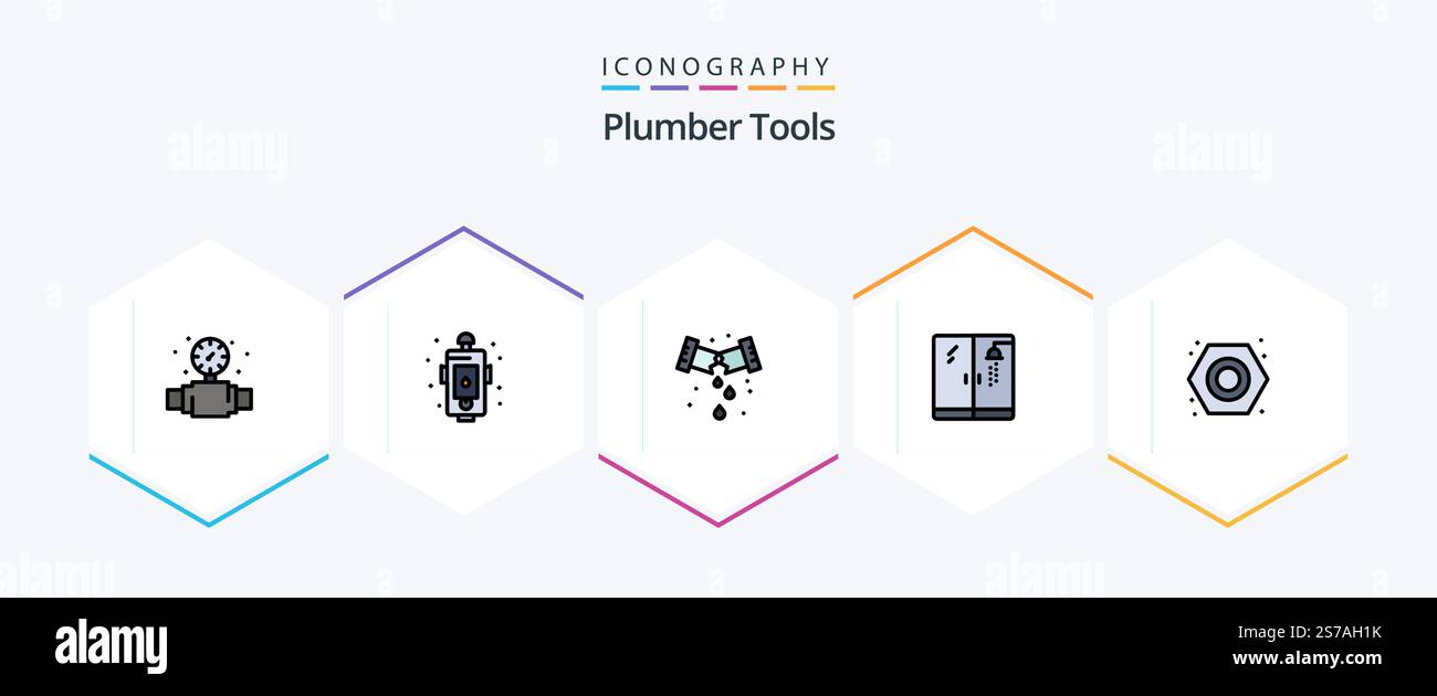 Plumber 25 FilledLine icon pack including nut. shower. fire. plumbing ...