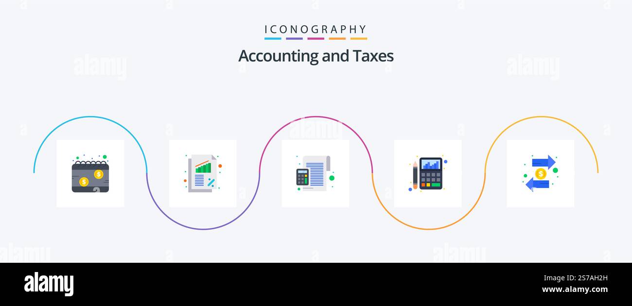 Taxes Flat 5 Icon Pack Including chart. budget. rate. accounting ...