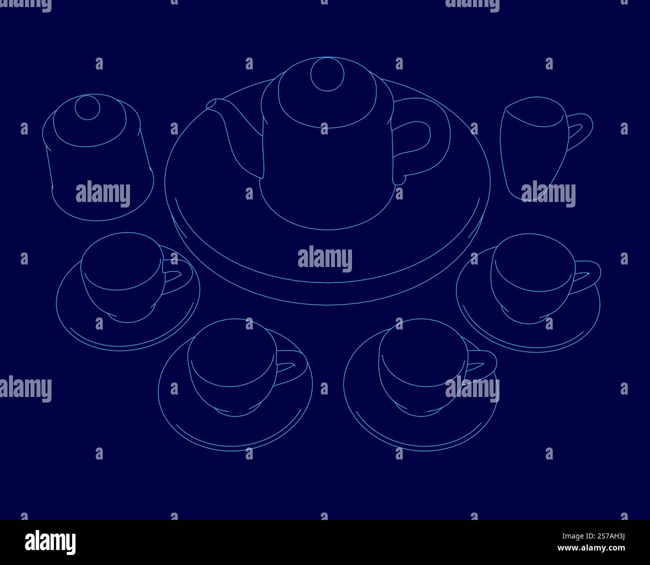Set cups on table Stock Vector Images - Alamy