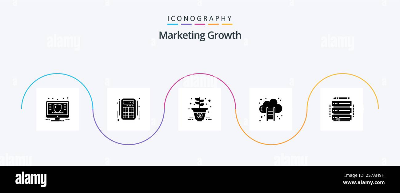 Marketing Growth Glyph 5 Icon Pack Including edit. growth. accounts ...