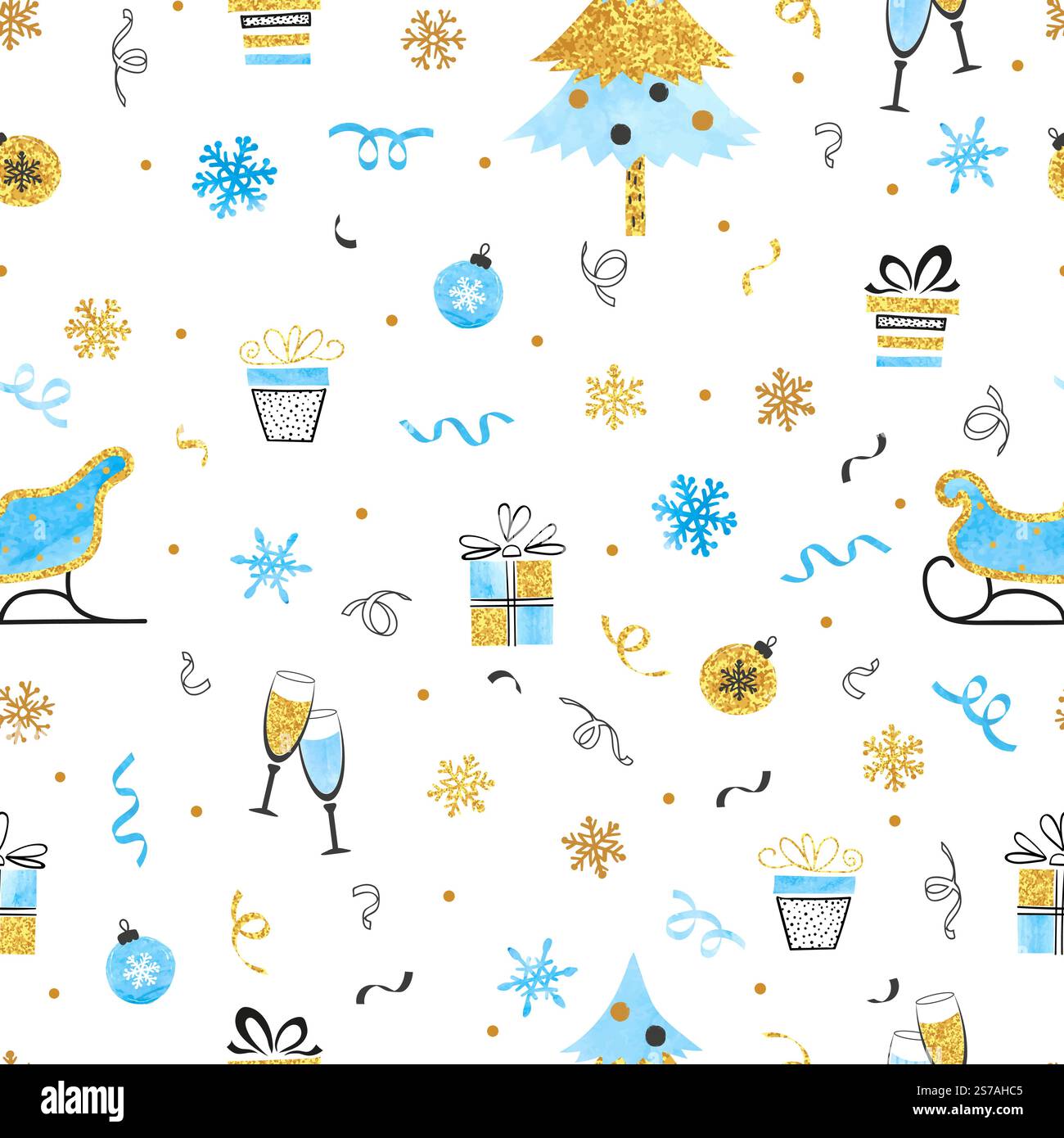 Seamless pattern with Christmas decorations. Vector holiday ornament ...