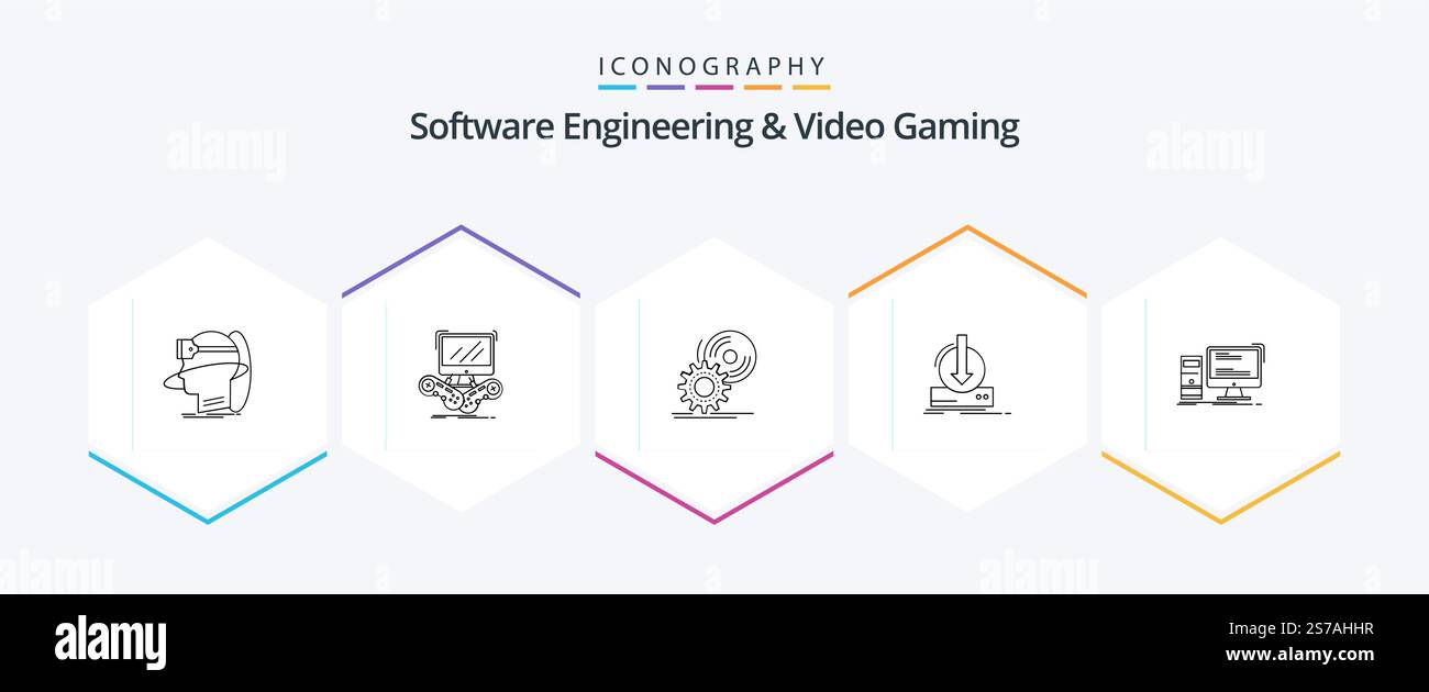Software Engineering And Video Gaming 25 Line icon pack including ...