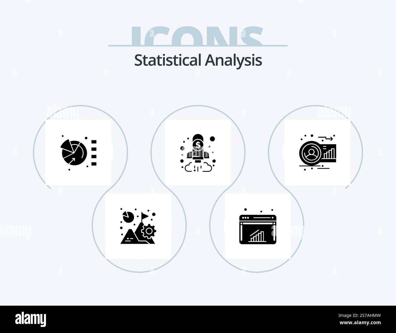 Statistical Analysis Glyph Icon Pack 5 Icon Design. goal. chart. web ...