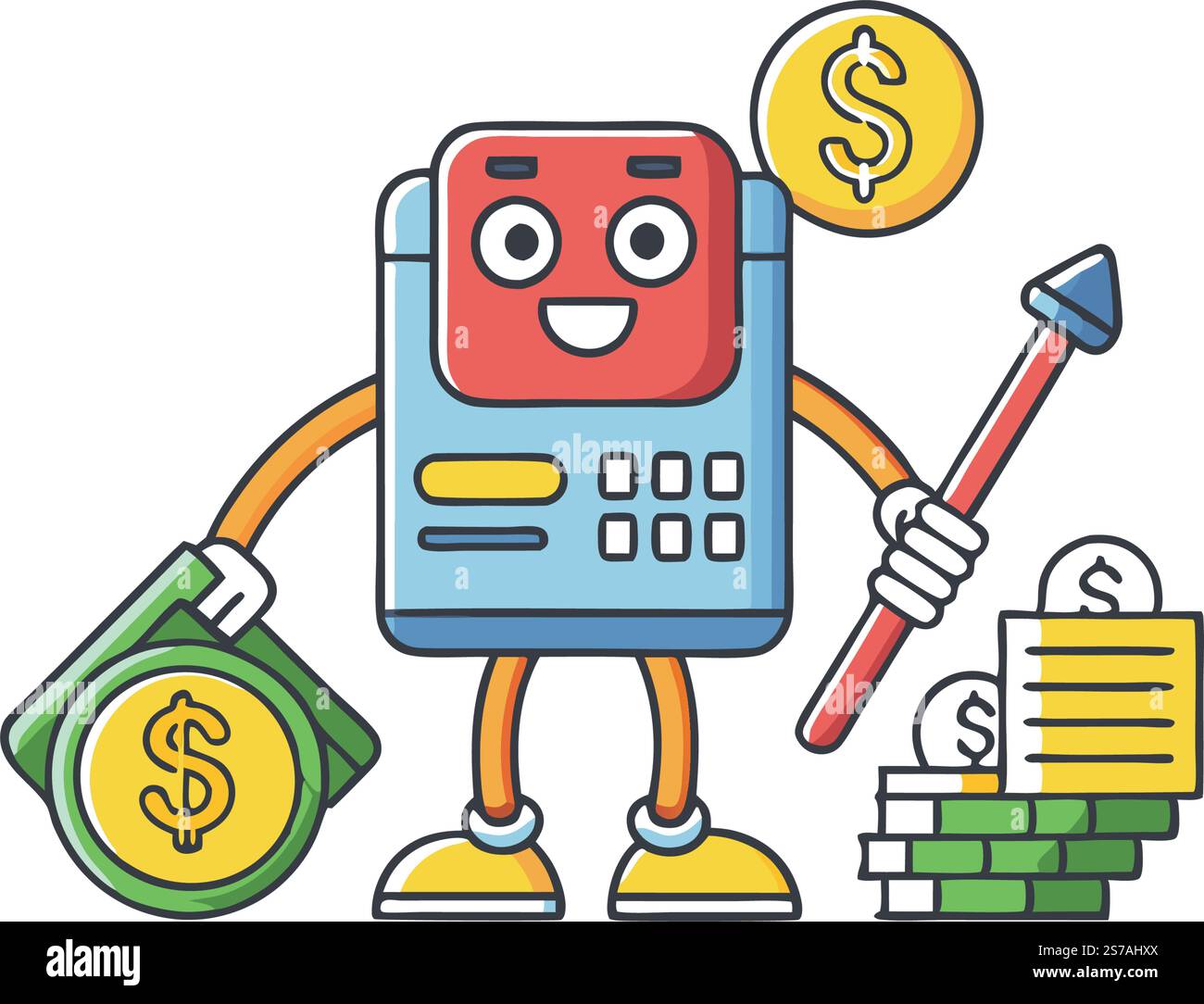 Colorful flat design of fixed costs mascot, representing financial ...