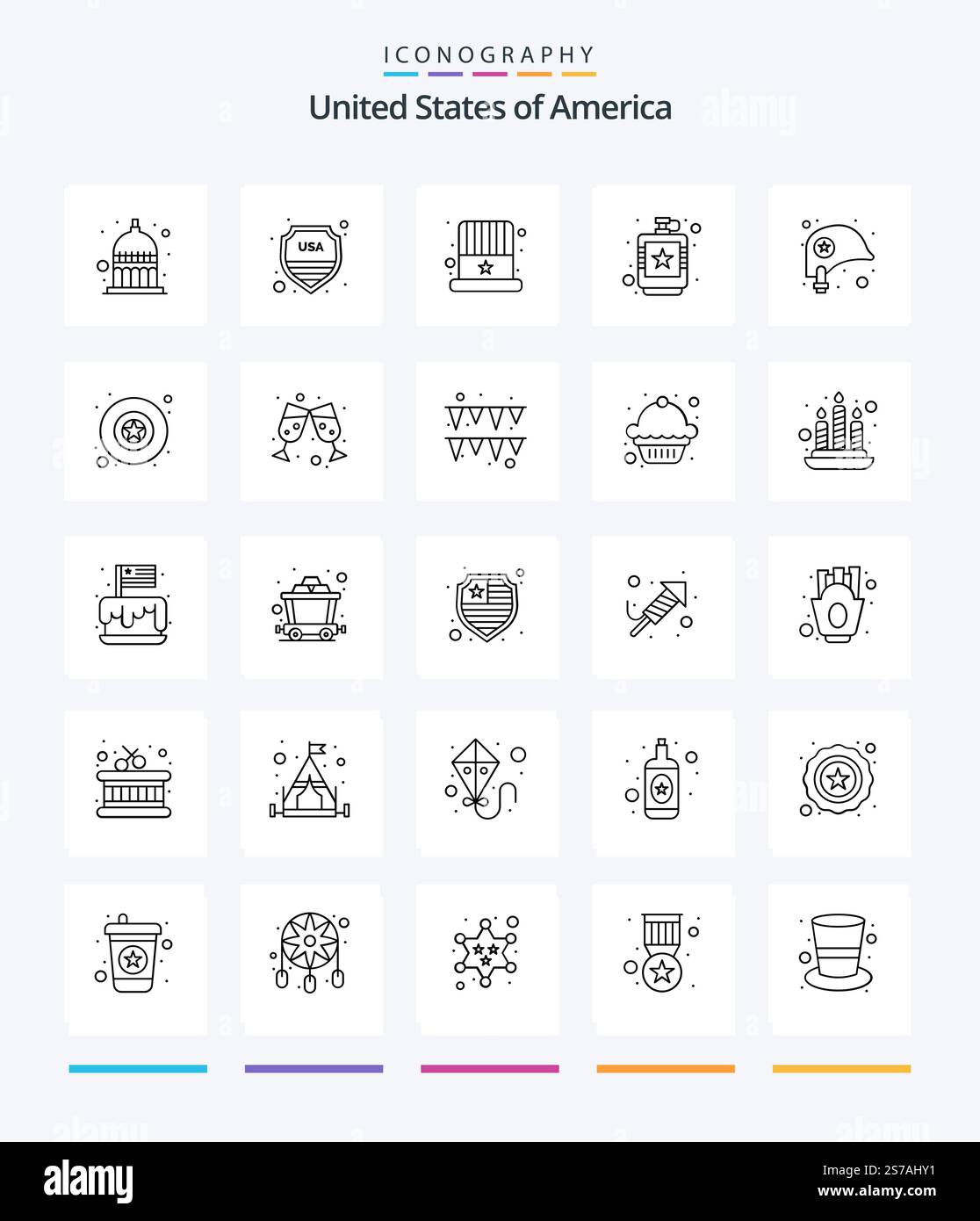 Creative Usa 25 OutLine icon pack Such As head. hip. american. flask ...