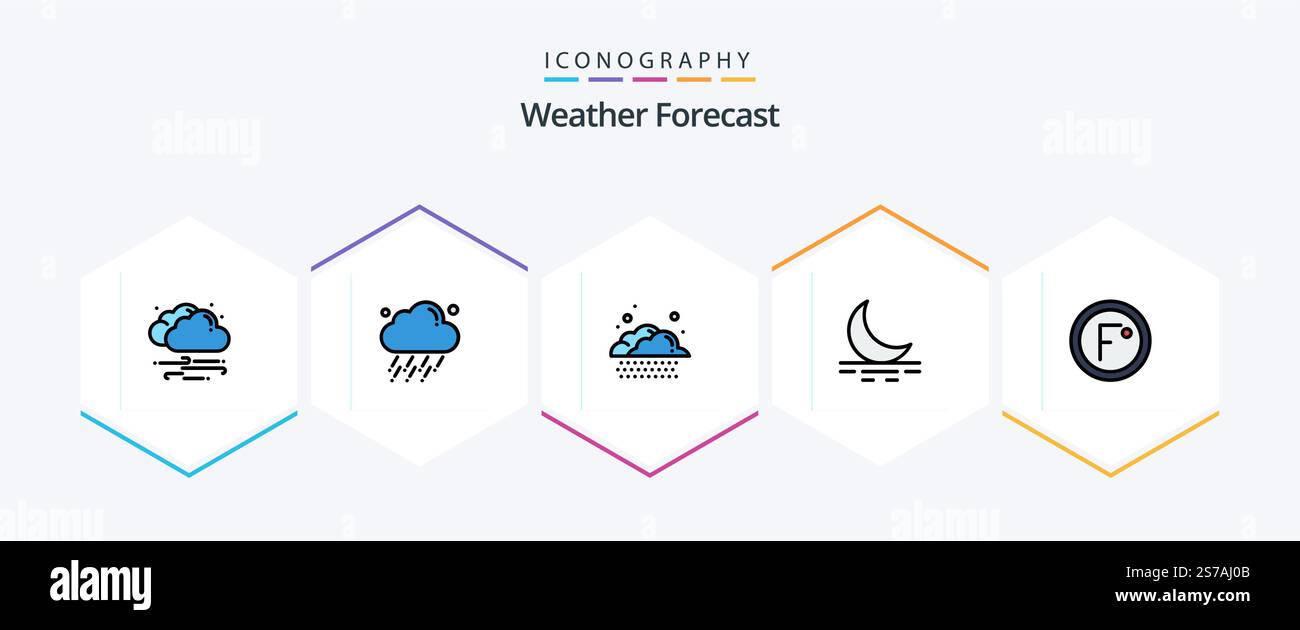 Weather 25 FilledLine icon pack including temperature. degree. cloud ...