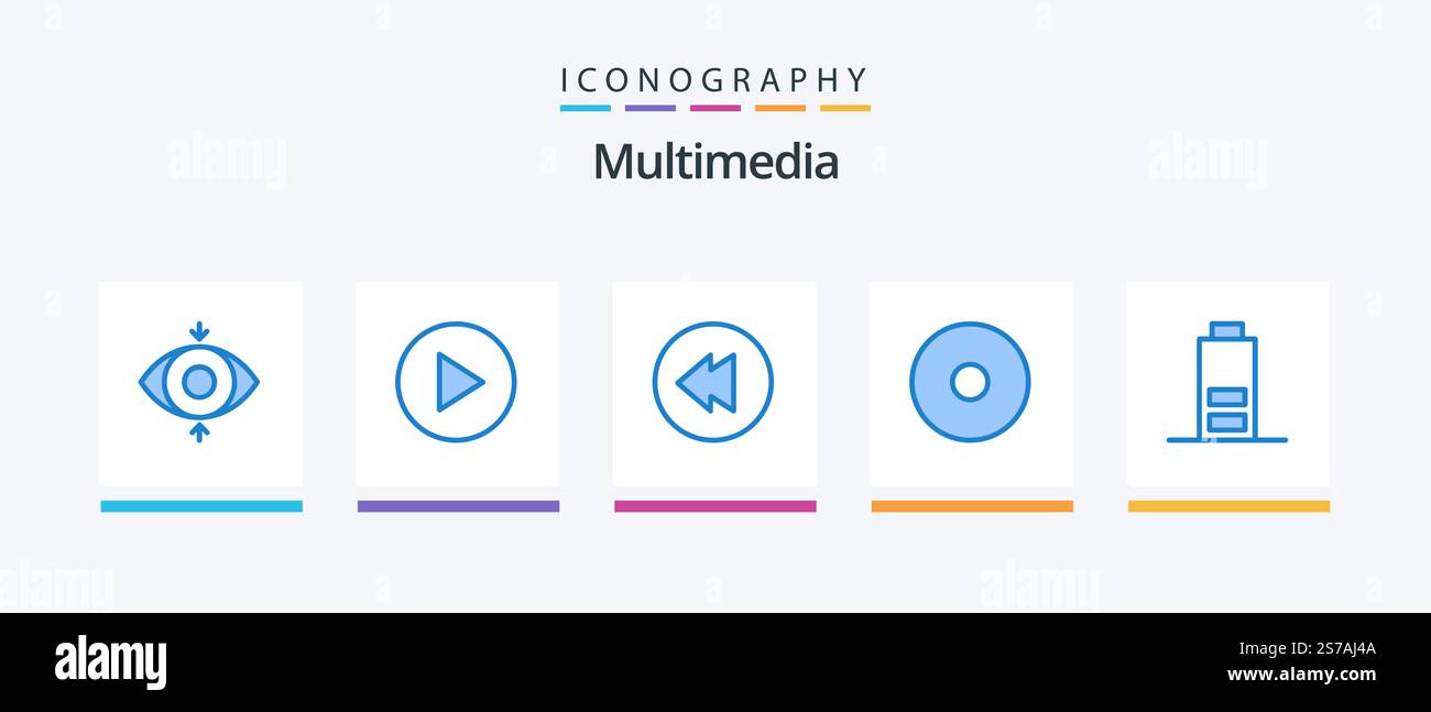 Multimedia Blue 5 Icon Pack Including . record. . Creative Icons Design ...