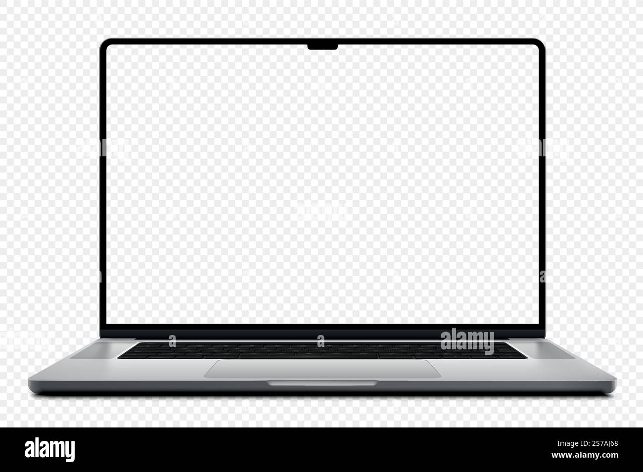 Laptop with a modern frameless blank screen, isolated on a transparent ...