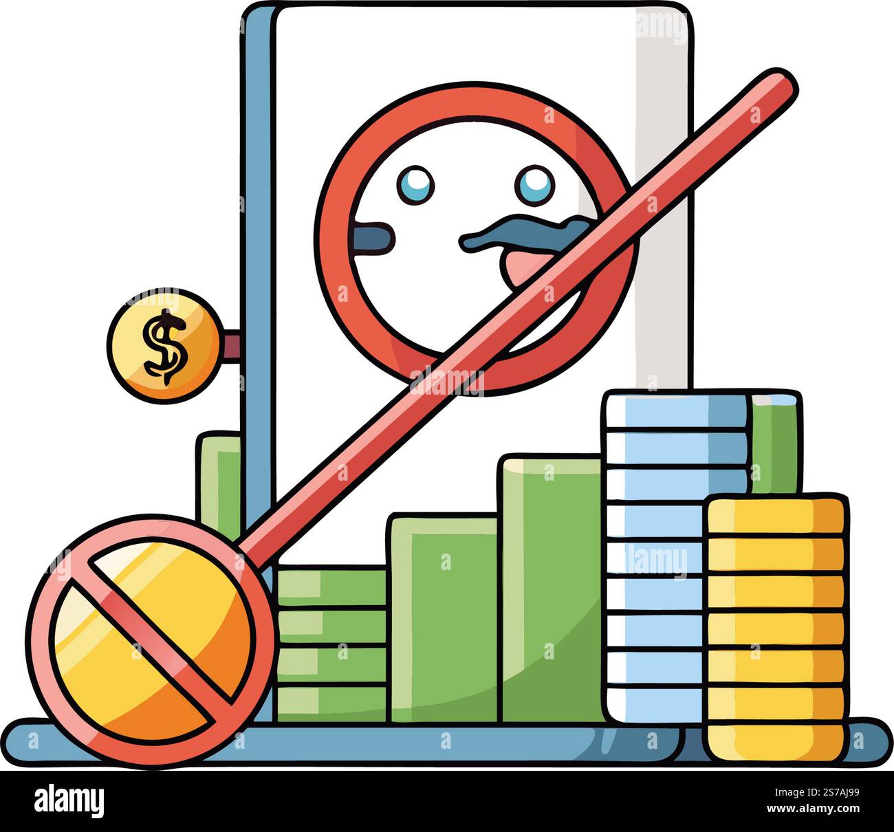 Colorful cartoon illustration of financial data and no earnings concept ...