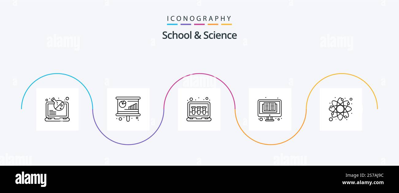 School And Science Line 5 Icon Pack Including laboratory. digital ...