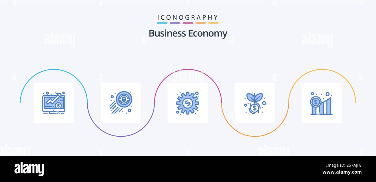 Economy Blue 5 Icon Pack Including graph. business. dollar. investment ...