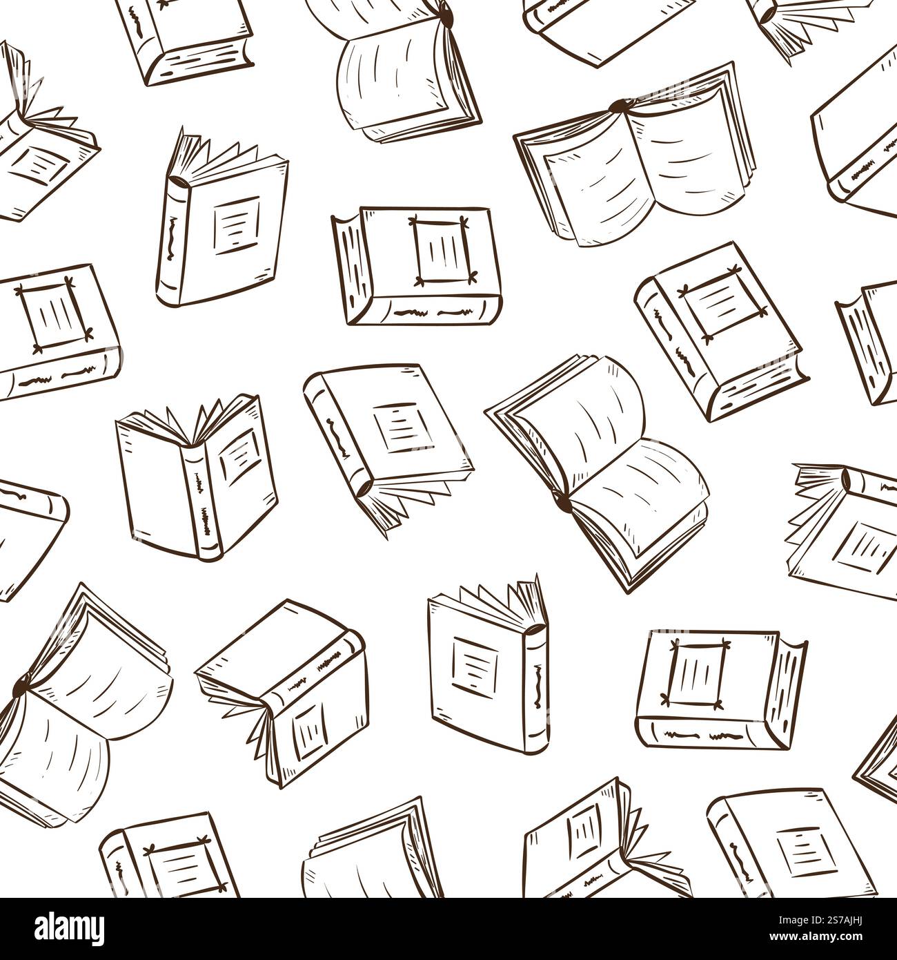 Seamless sketch books pattern. Outline book vector illustration Stock ...