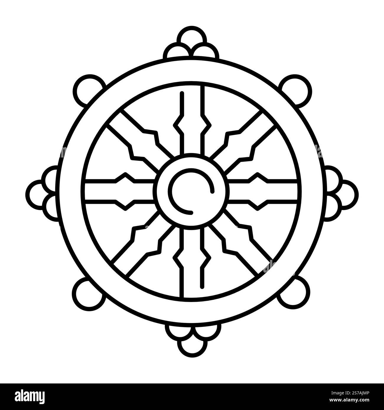 Dharma line icon. Dharmachakra in Buddhism. Vector isolated element ...