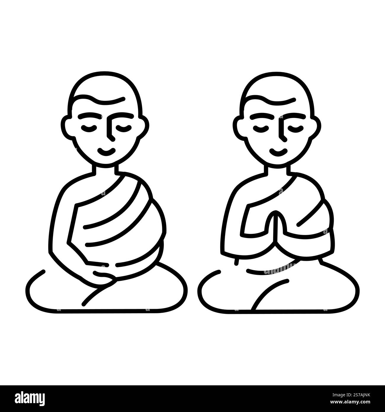 Buddhist line icon. Robes sitting in meditation. Vector isolated ...