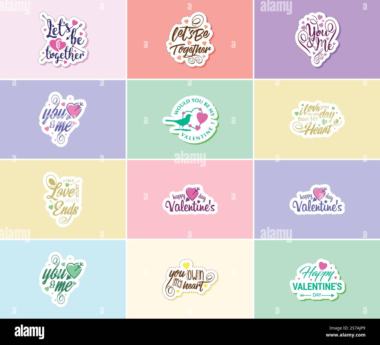 Heartwarming Valentine’s Day Typography and Graphic Design Stickers ...