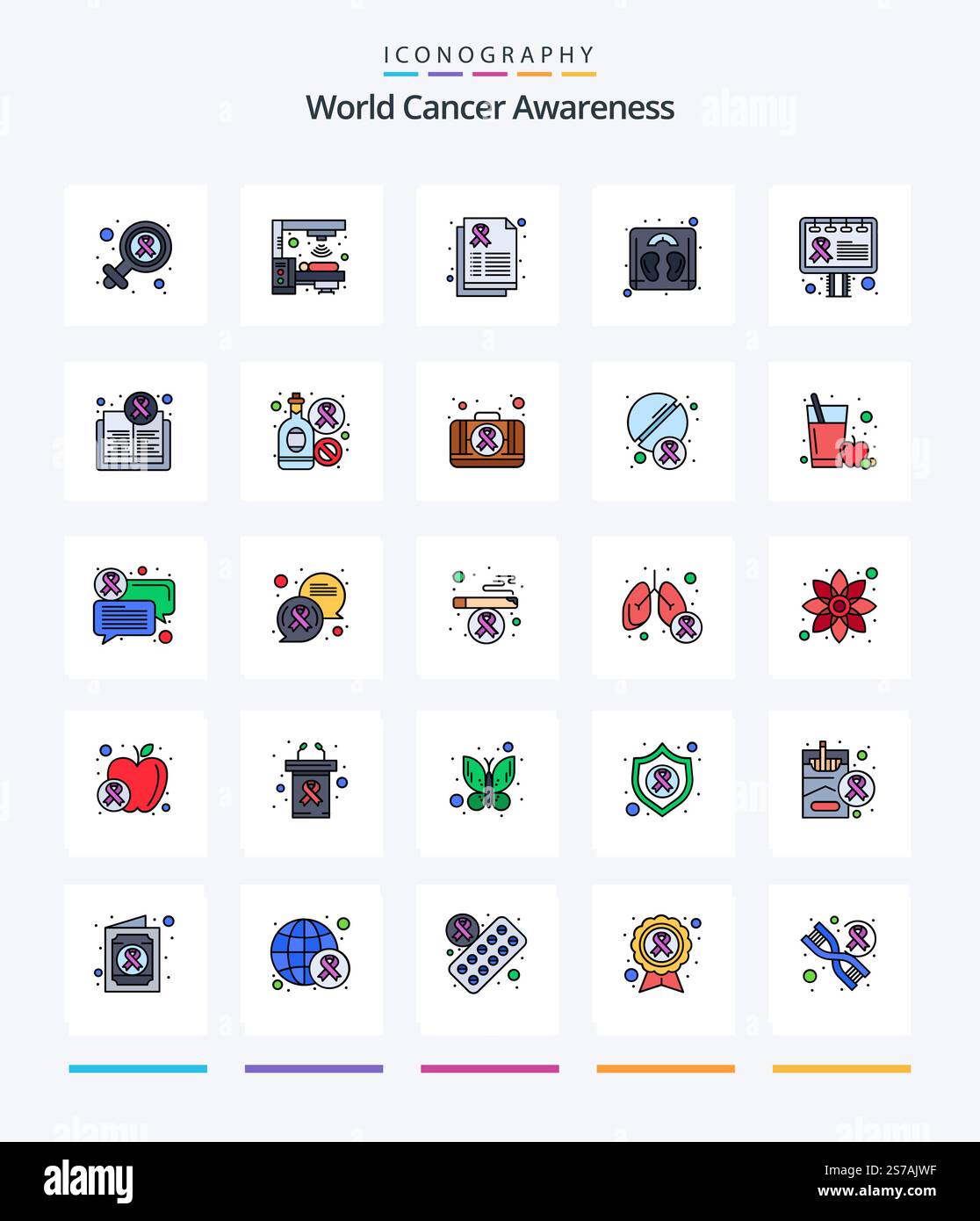 Creative World Cancer Awareness 25 Line FIlled icon pack Such As ...