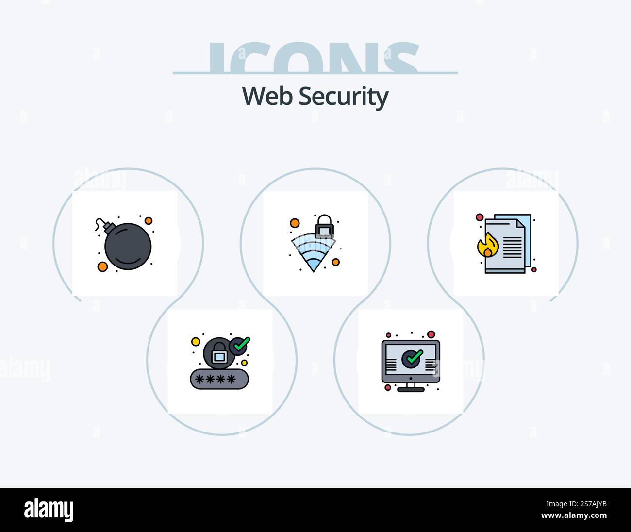 Web Security Line Filled Icon Pack 5 Icon Design. screen. protection. safety. virus. infected ...