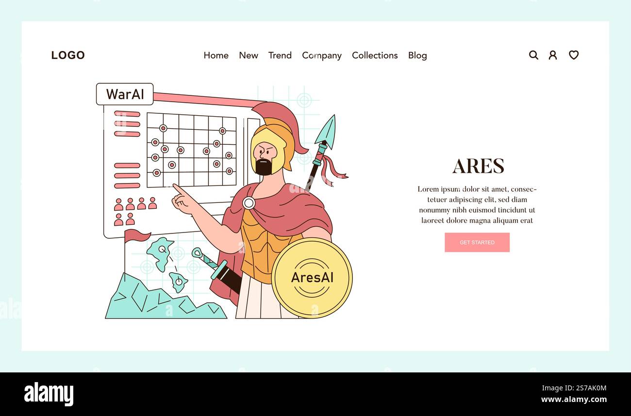 Olympic Gods Synergy AI concept. Ares as an AI strategist in battle ...