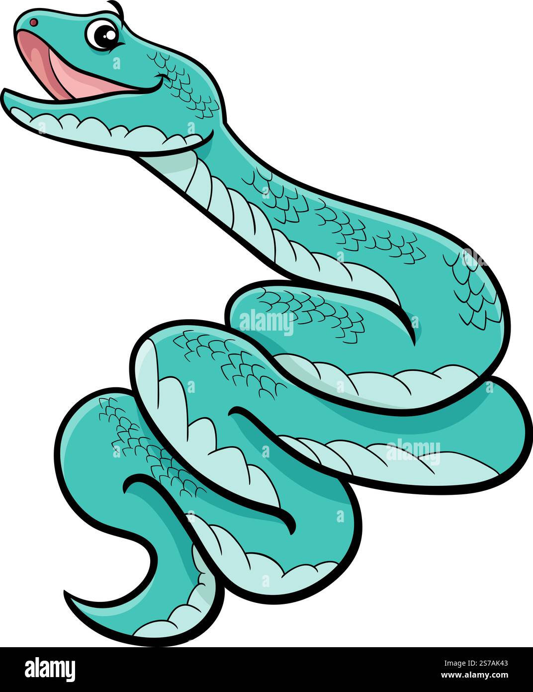 Cartoon illustration of happy snake reptile animal character Stock ...