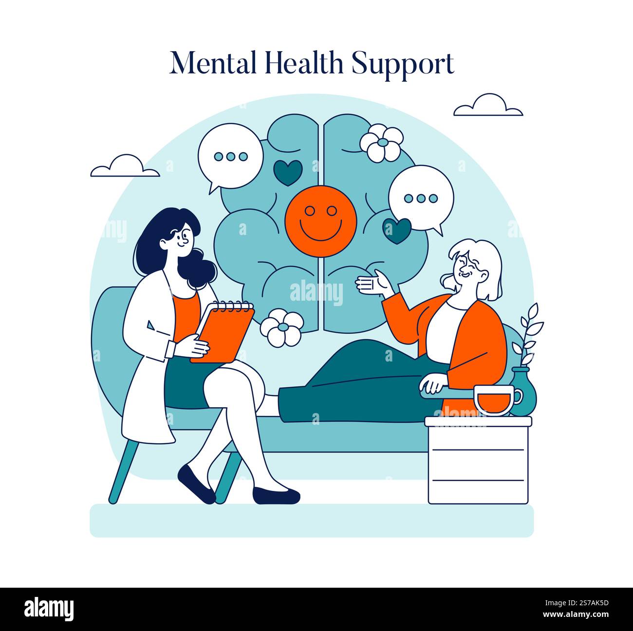 Mental Health Support concept. Therapist and patient engaging in a ...