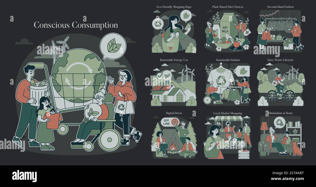 Conscious Consumption concept. Education on sustainable living through ...
