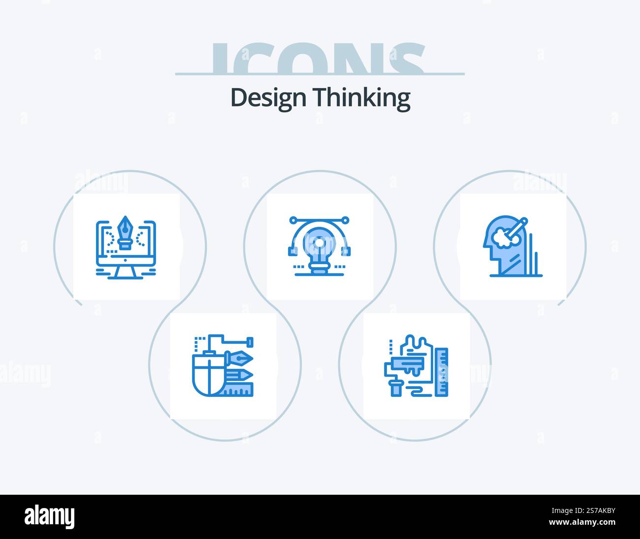Design Thinking Blue Icon Pack 5 Icon Design. solution. bulb. brush ...