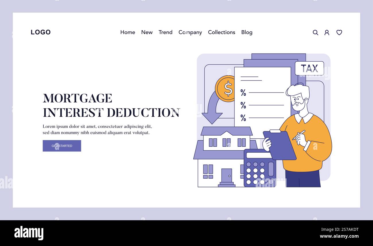 Tax deduction concept. A person calculating mortgage interest ...