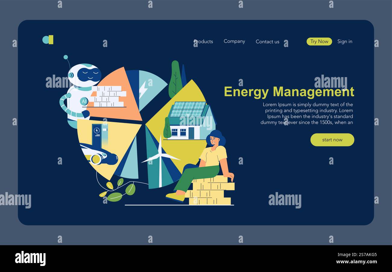 Electrification concept. Sustainable energy management with AI, solar ...