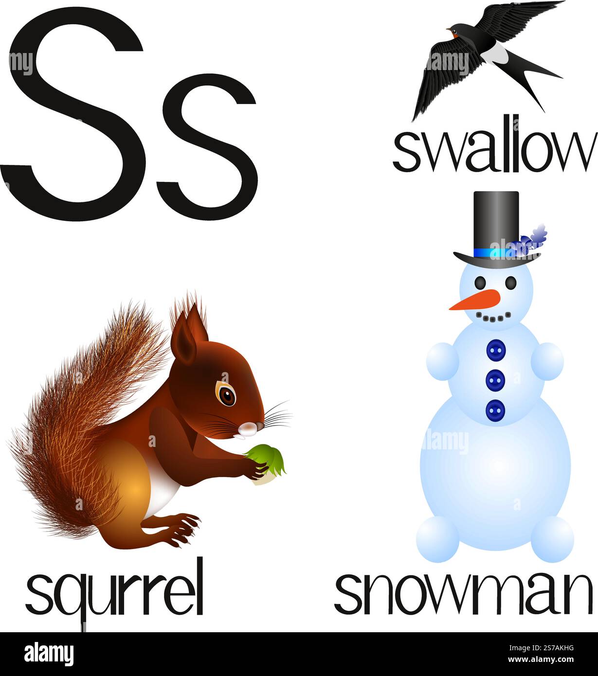 Illustration for teaching children the English alphabet with cartoon ...