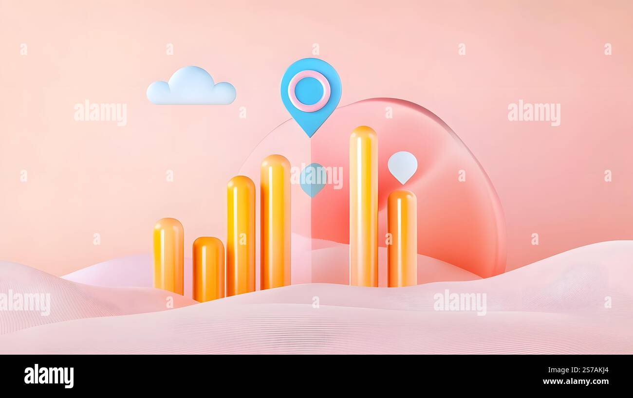 A simple,minimalist progress tracker graph set against a pastel-colored ...