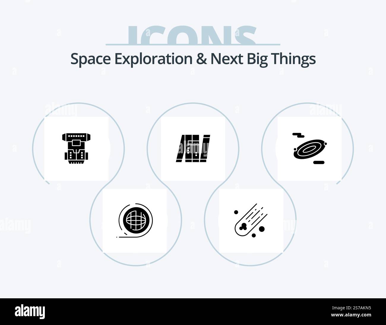 Space Exploration And Next Big Things Glyph Icon Pack 5 Icon Design ...