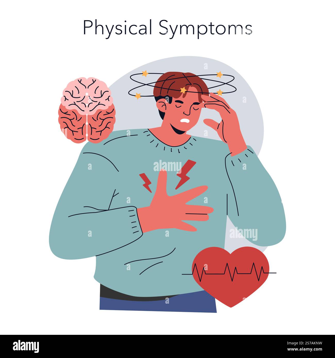 Burnout concept. Illustration of a person with psychological distress ...