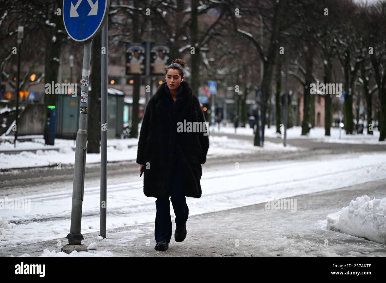 Stockholm, Uppland, Sweden. January 1 2025. People on the street Stock ...