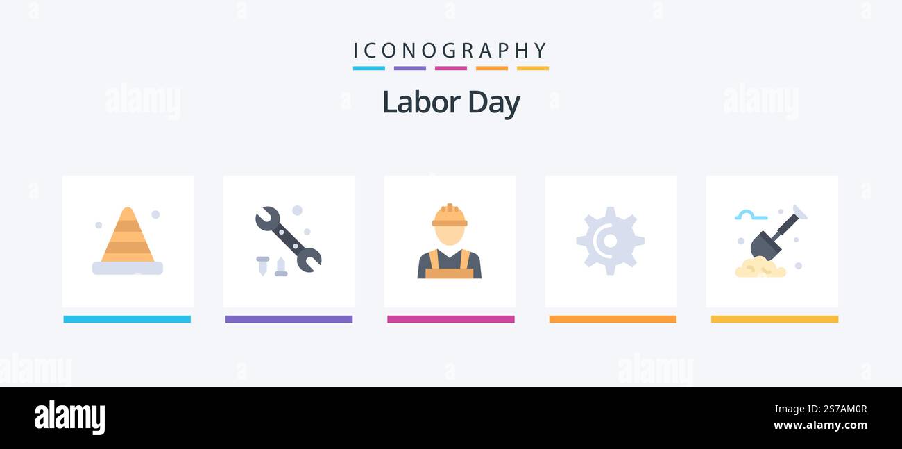 Labor Day Flat 5 Icon Pack Including gardening. teeth. labour man. spin ...