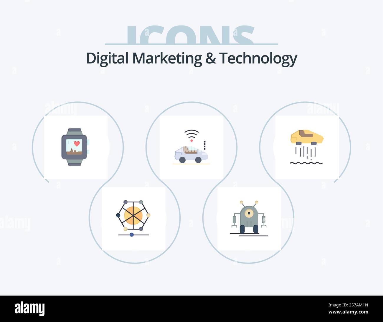 Digital Marketing And Technology Flat Icon Pack 5 Icon Design. personal ...
