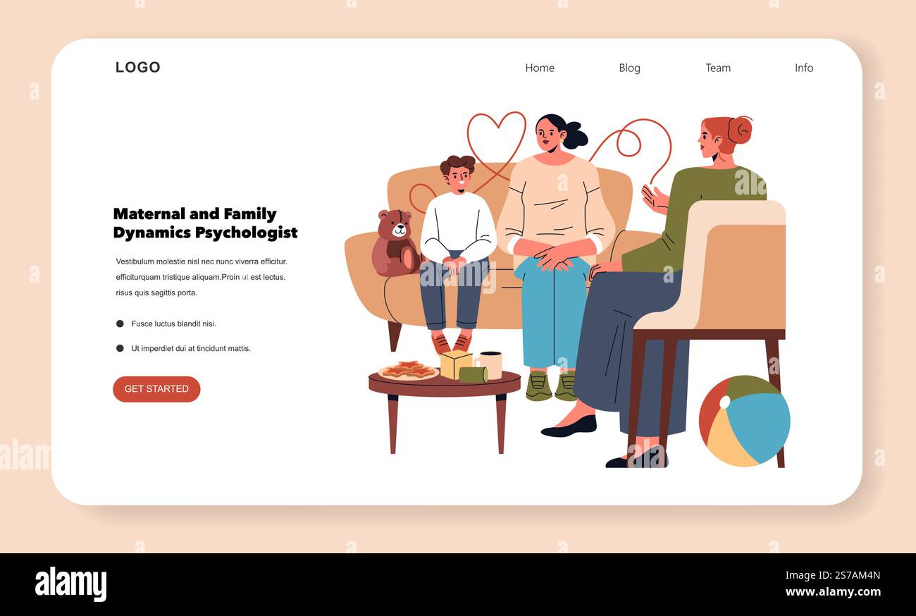 Family therapy session illustration. An attentive therapist engages ...