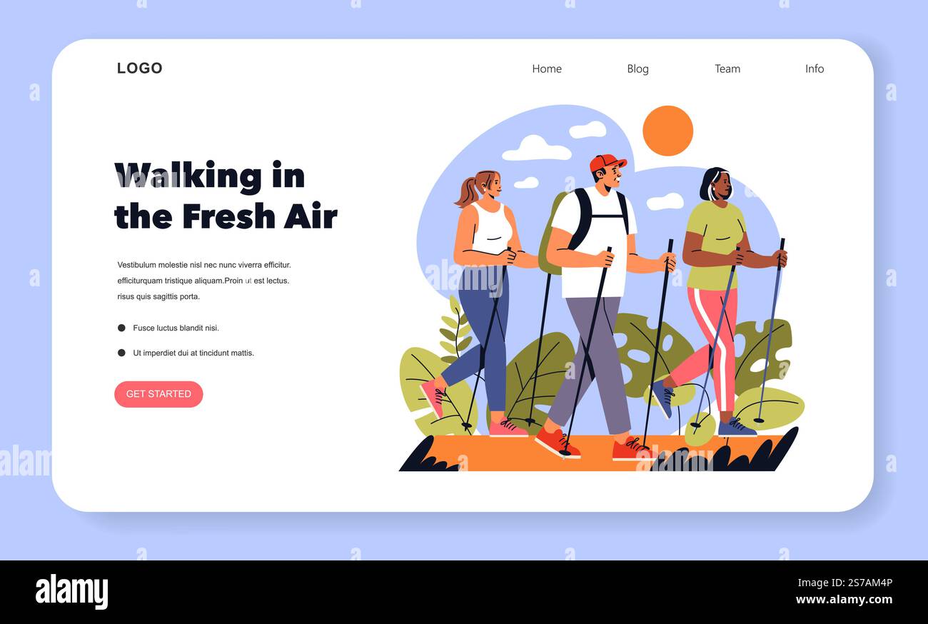 Outdoor activity concept. Group of friends enjoy a nature walk ...