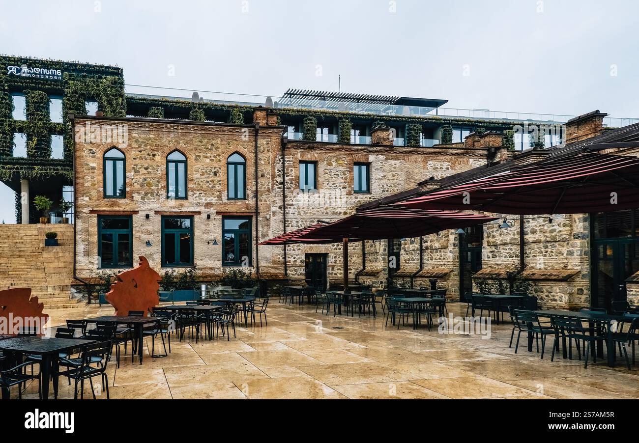 Courtyard and terrace of the Radisson luxury hotel, located in restored ...