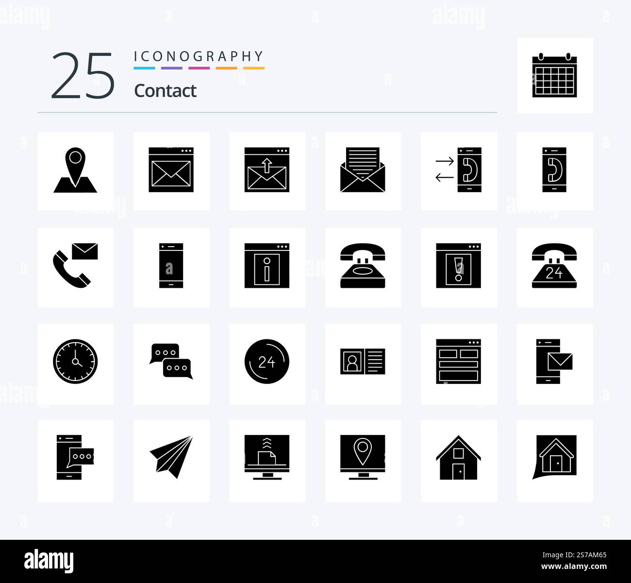 Contact 25 Solid Glyph icon pack including conversation. communication ...