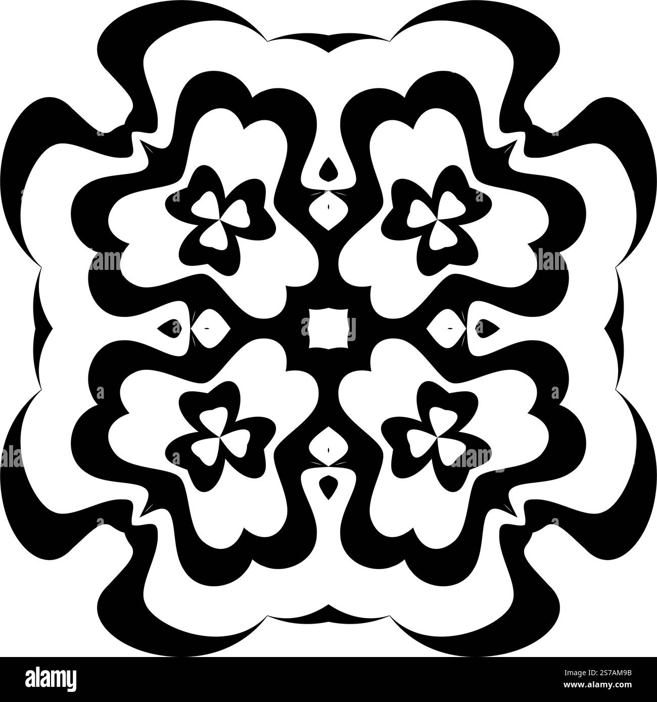 Round Decorative Stylized Flora Element - Flower Pattern for Decor, or ...