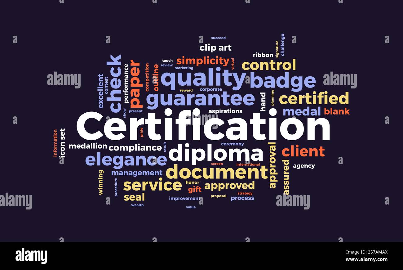 Certification word cloud template. Certification concept vector tagcloud background Stock Vector ...