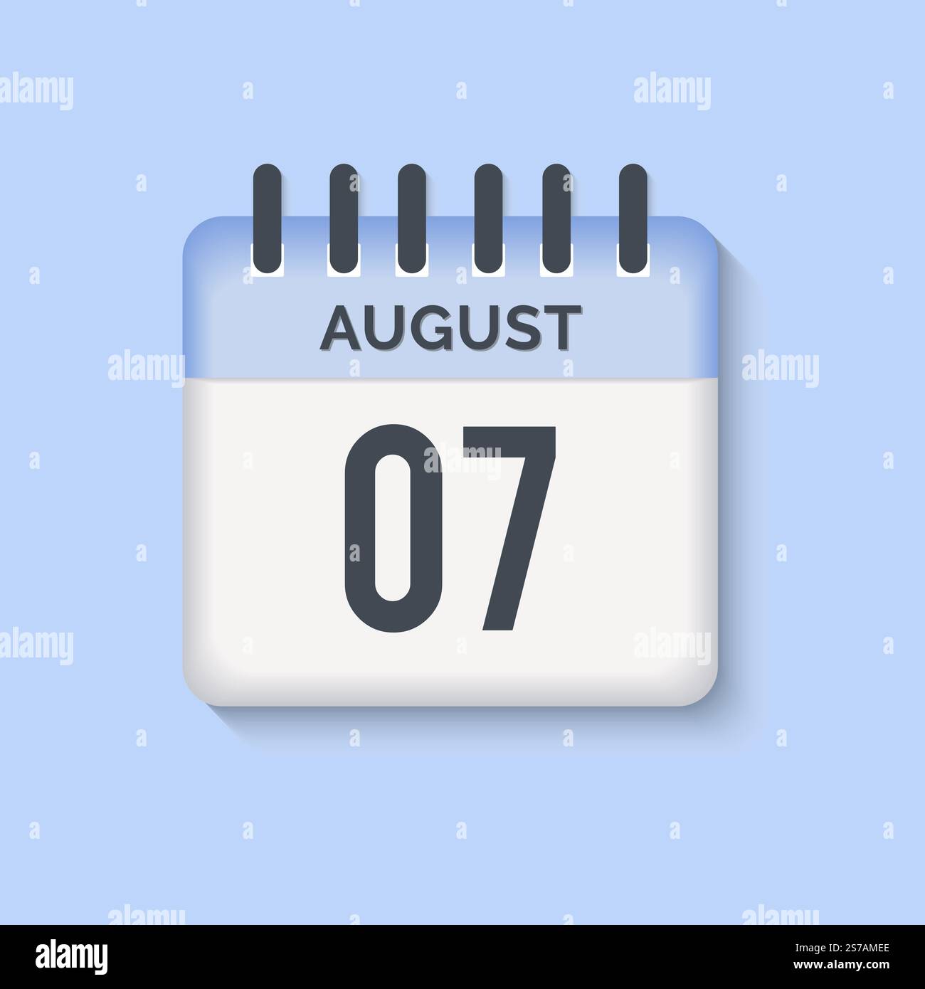 August 7 - calendar and Time planner. Daily Calendar Icon reminder ...