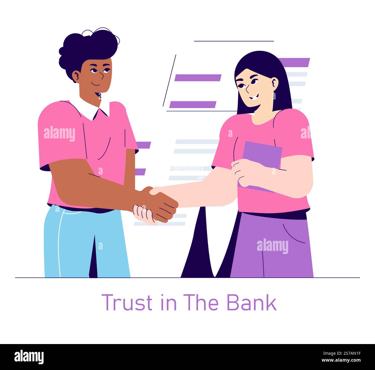 Banking Sector concept. Two professionals sealing a partnership with a ...