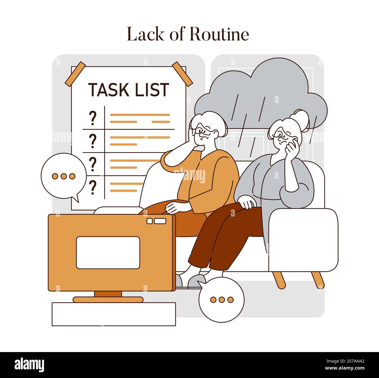 Retirement Challenges concept. Elderly couple facing uncertainty ...