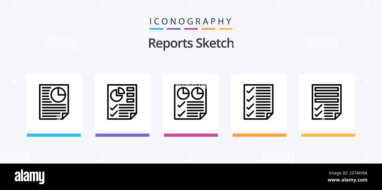 Reports Sketch Line 5 Icon Pack Including document. bars. report. two ...