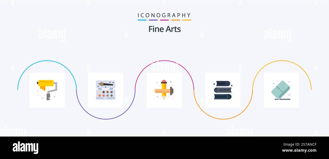Fine Arts Flat 5 Icon Pack Including eraser. paint. art. arts. graphic ...