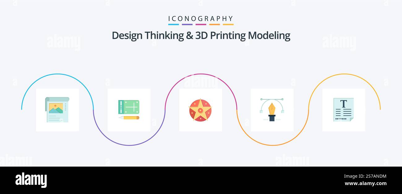 Design Thinking And D Printing Modeling Flat 5 Icon Pack Including text ...